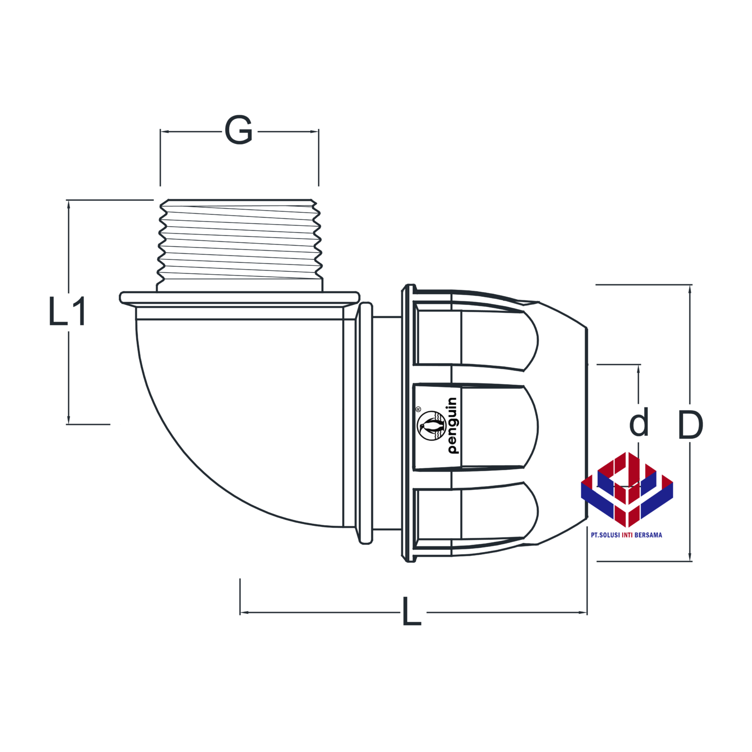 Male Threaded Elbow (MTE) HDPE Penguin Smart Compression 25 mm (3/4 ...