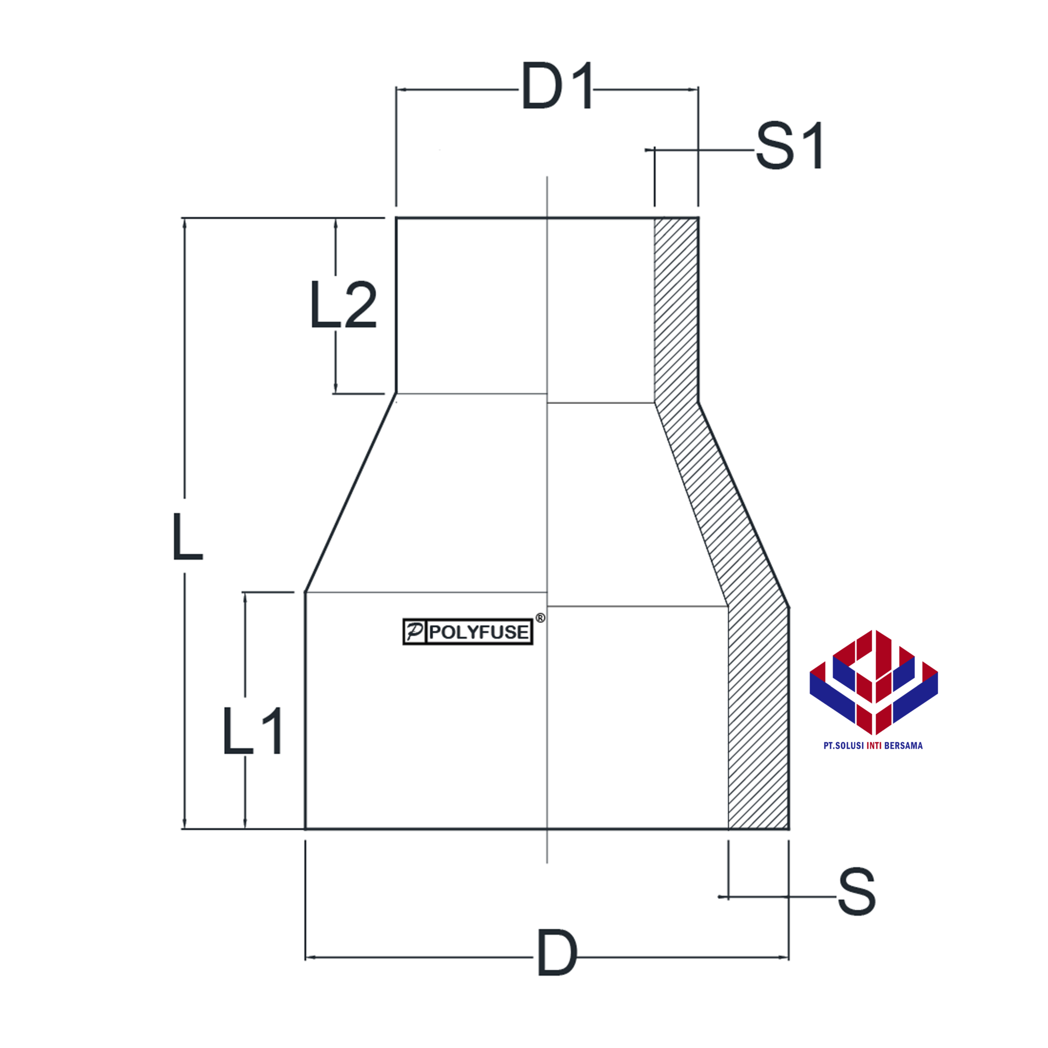 Reducer HDPE Polyfuse Injection Moulding 160 x 90 mm (6 x 3") - PT ...